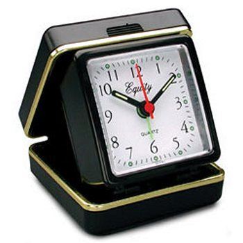 Equity 20080 Quartz Folding Travel Alarm Clock with Luminous Hands & Dots