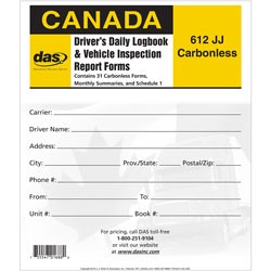 J.J. Keller 612JJ Drivers Daily Carbonless Logbook with DVIR for Canada
