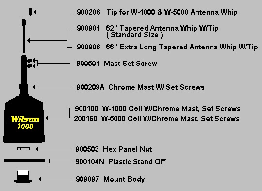 Wilson Antennas 880-900800B W1000 Series Magnet Mount Mobile CB Antenna ...